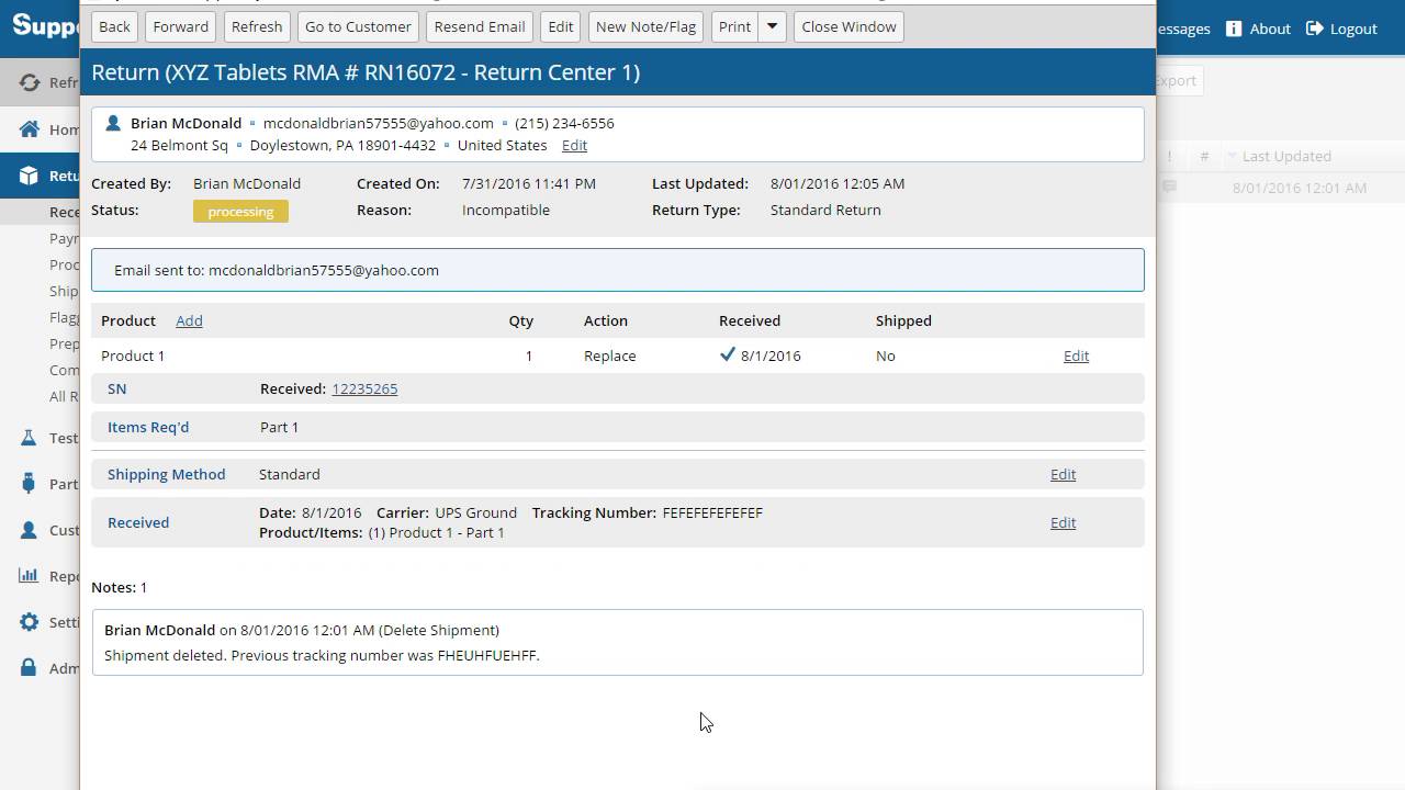 Processing your first Product Return