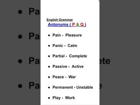 Antonyms | Antonyms With Letter P & Q | J P Coaching Classes | #antonyms #antonymswords | #Shorts