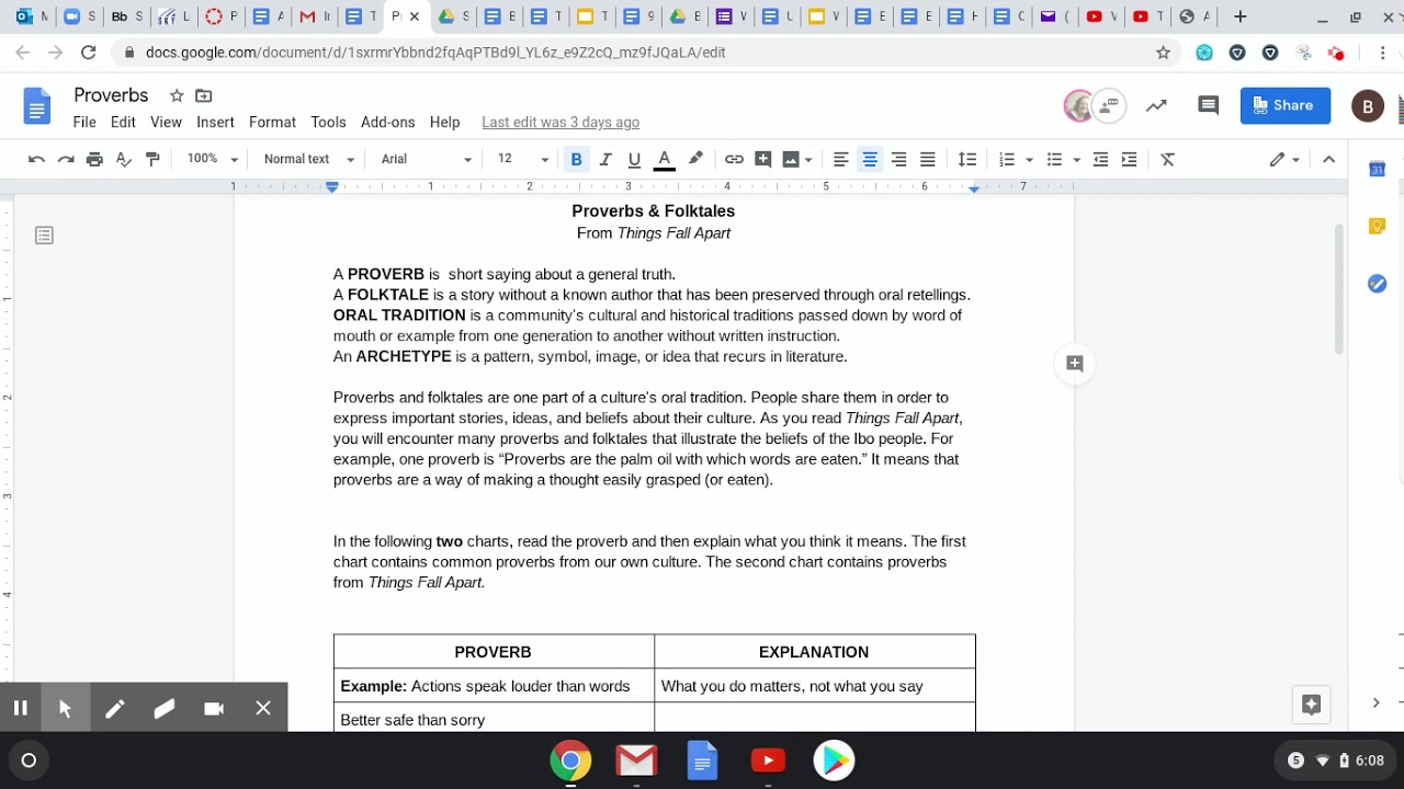Explanation of Proverb Worksheet
