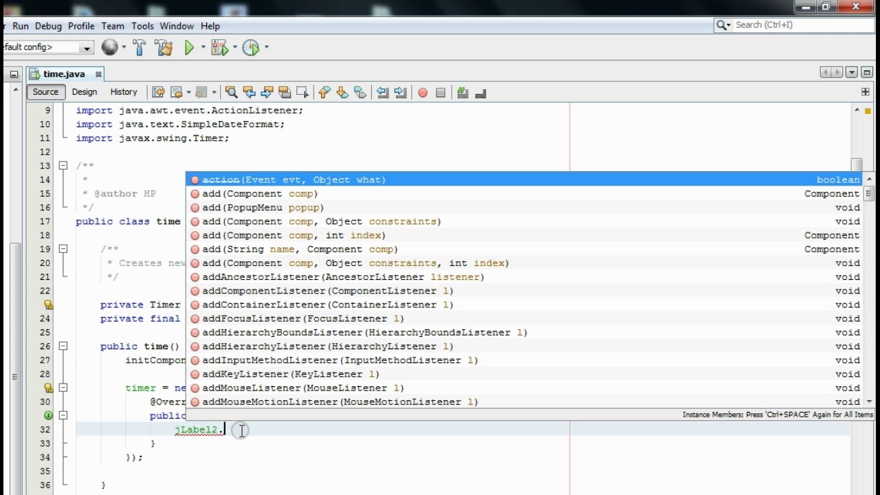 Display time running with java swing