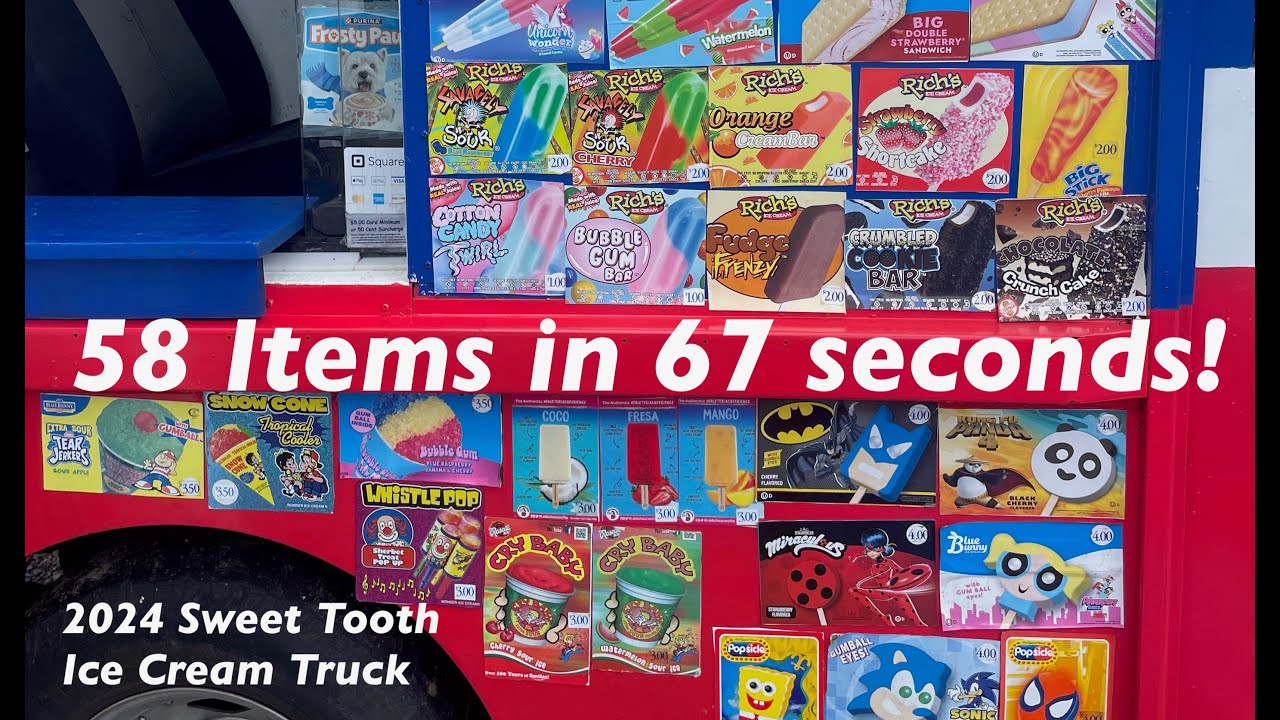 Ice Cream Truck Menu 2024 - 58 Items in 67 Seconds. Sweet Tooth Ice Cream, Battle Ground, Washington