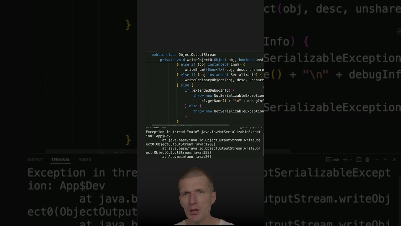 The Purpose of the Serializable Interface #java #shorts #coding #airhacks