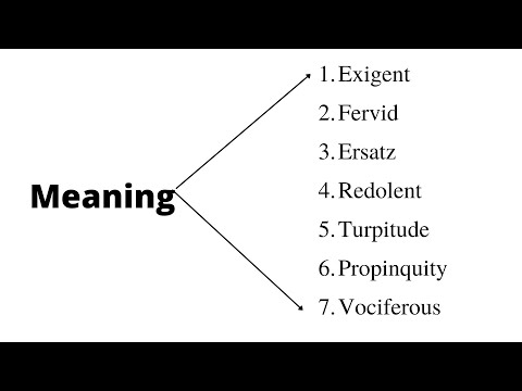 Synonyms Exigent Fervid Ersatz Redolent Turpitude Propinquity Vociferous