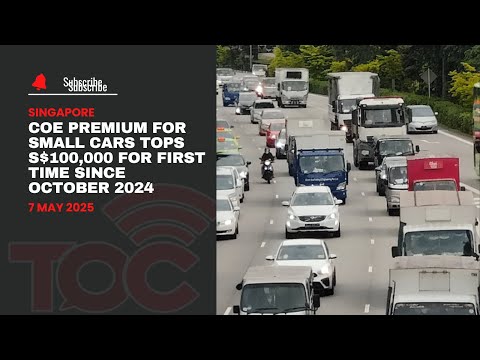 COE premium for small cars tops S$100,000 for first time since October 2024