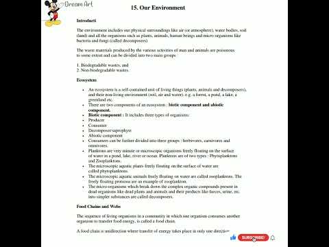 Class 10th | Science | Chapter 15 | Our Environment | Notes