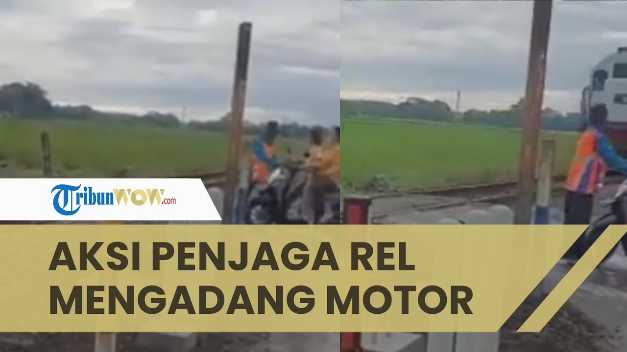 Viral Video Penjaga Perlintasan Rel Adang Pengendara Motor saat Kereta ...