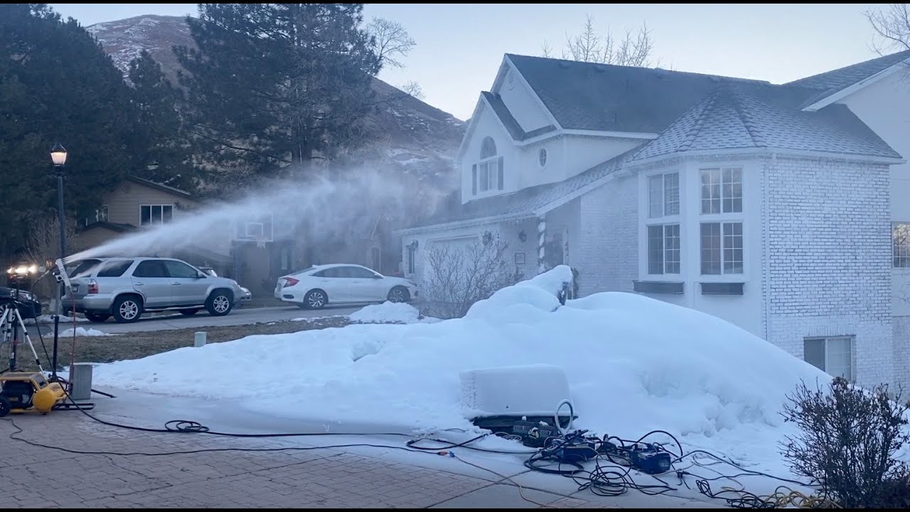 Home Snowmaking with four pressure washers - 5ft of snow in 12 hours!