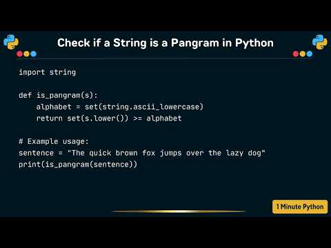 How to check if a string is a Pangram in Python
