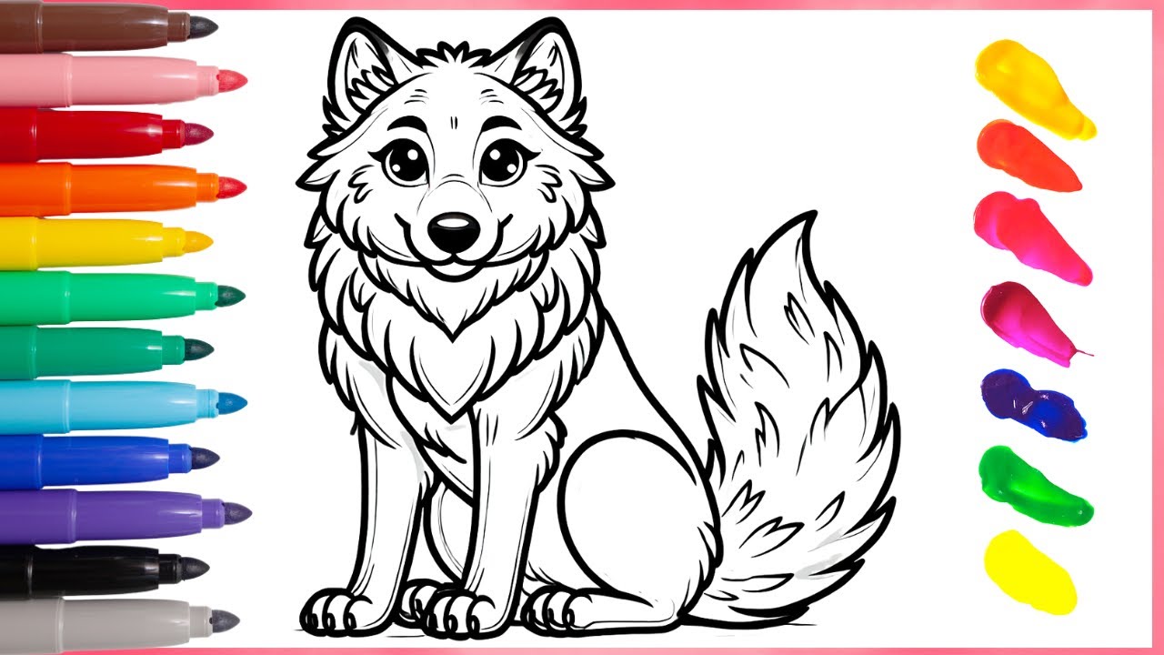 Watch This Cute Wolf Coloring Page Come to Life with Markers!