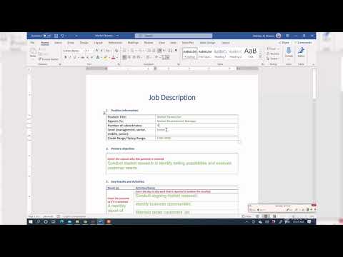 Job description Template with Instructions