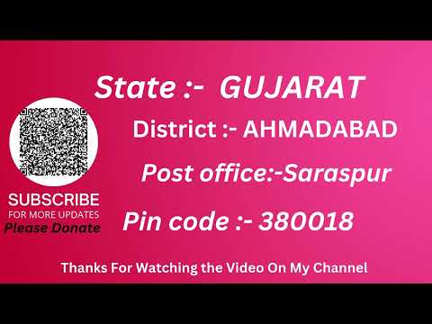 Gujarat Ahmadabad Saraspur Ka pin code 380018 / Ahmadabad Saraspur ka post office