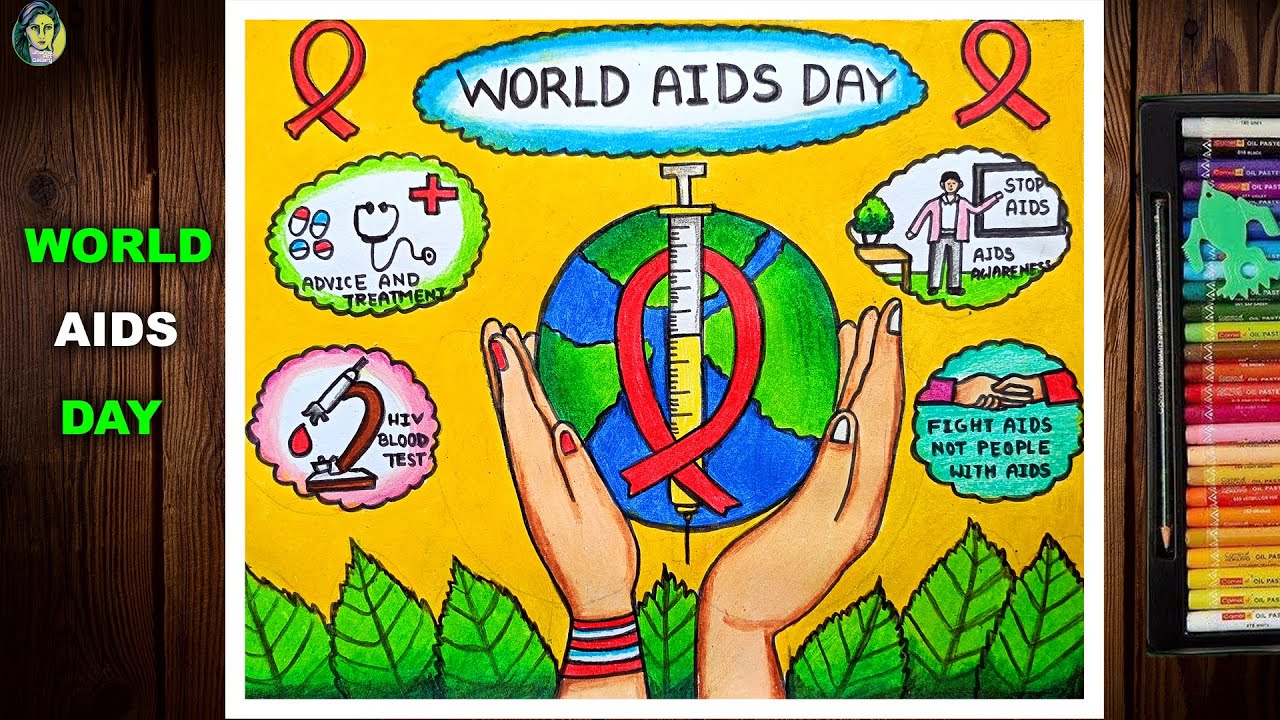 World AIDS Day Poster Drawing Easy | How To Draw AIDS Day Poster Easy | AIDS Awareness Drawing