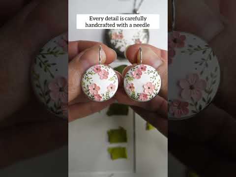 Spring flowers polymer clay earrings - polymer clay jewelry handcrafted with a needle