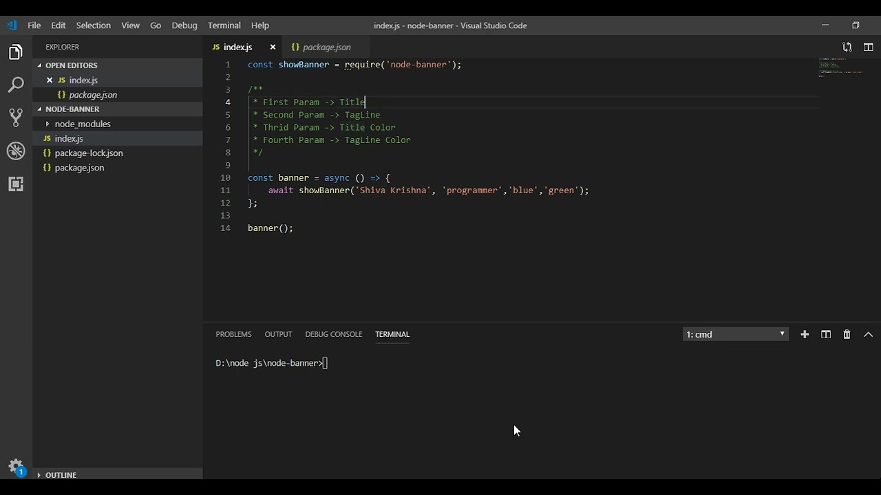 NodeJS | Display Banner in Console