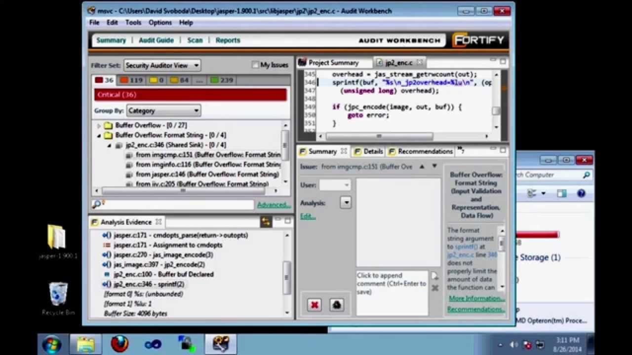 Source Code Analysis Laboratory (SCALe) Demo: Running Fortify
