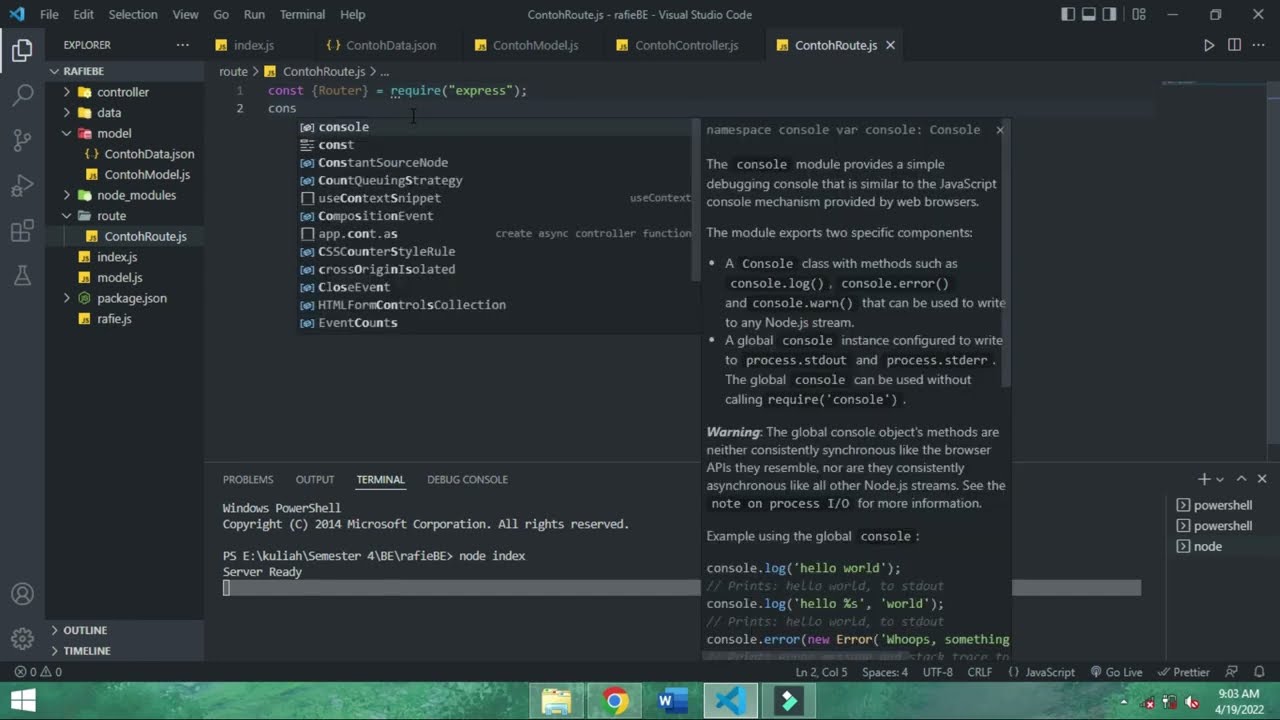 Express Js Tutorial - Model, Routes, & Controller