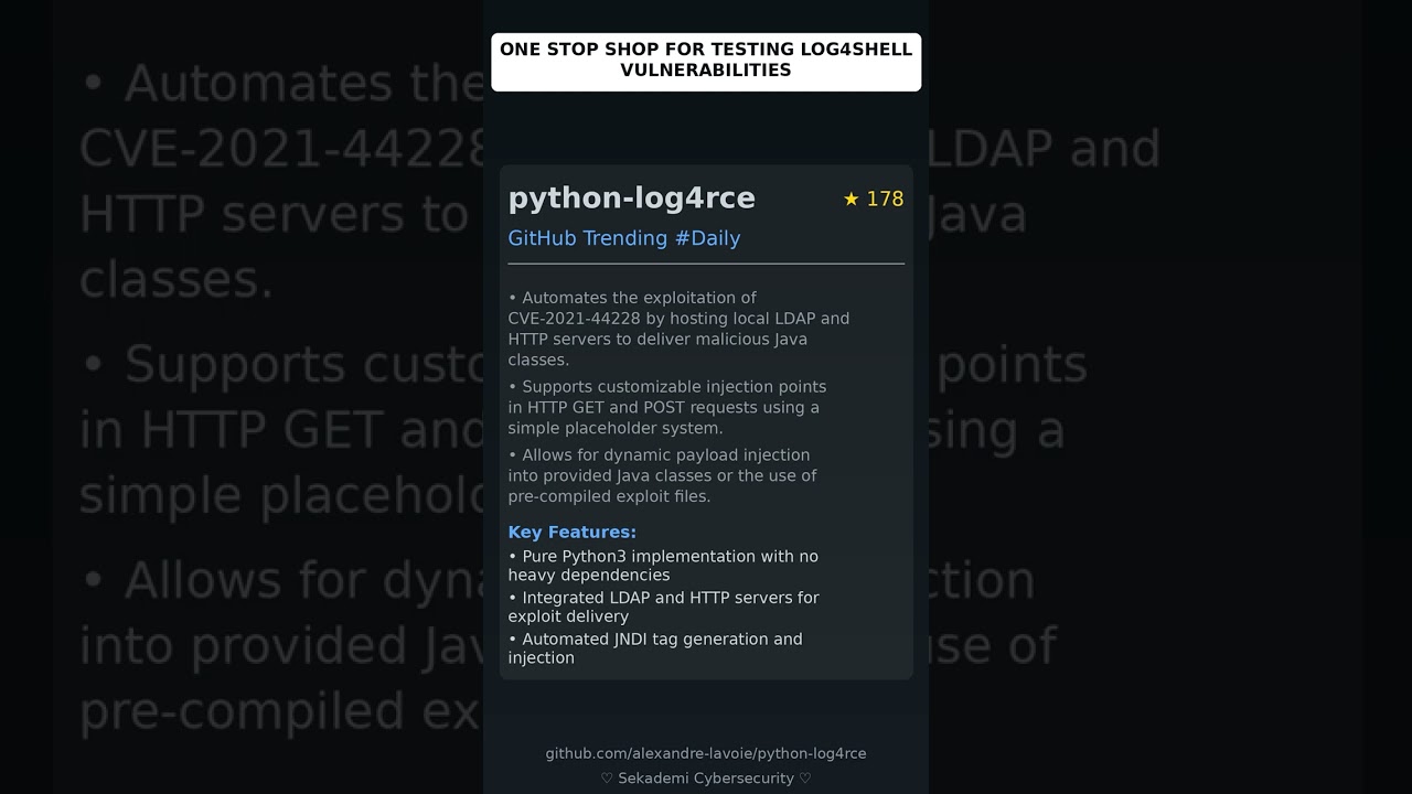 GitHub Trending Repositories: alexandre-lavoie/python-log4rce 🇬🇧