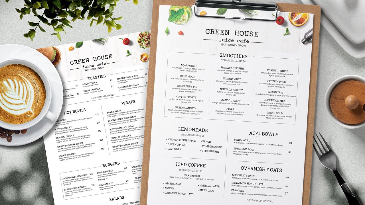 Modern Restaurant Menu design Process for client with Photoshop | SuproDesign