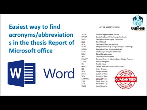 How to find abbreviations or acronyms in the report easily | Thesis formatting | Report