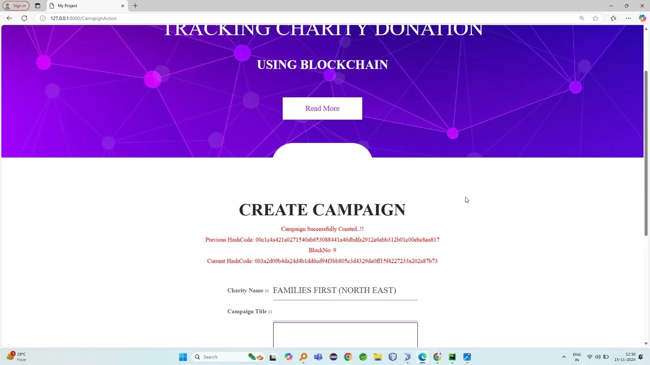 Tracking Charity Donation using Blockchain || Python || BlockChain