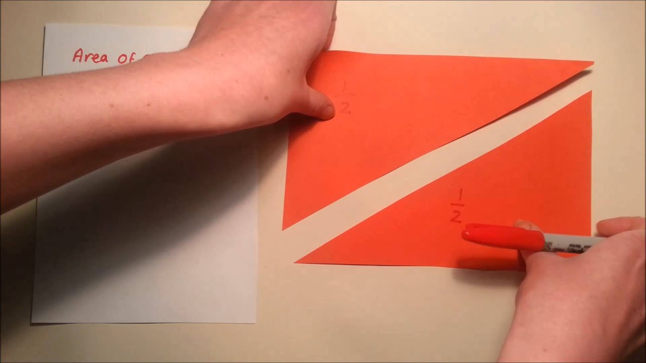 Area of a triangle from a rectangle (cut-out demo)