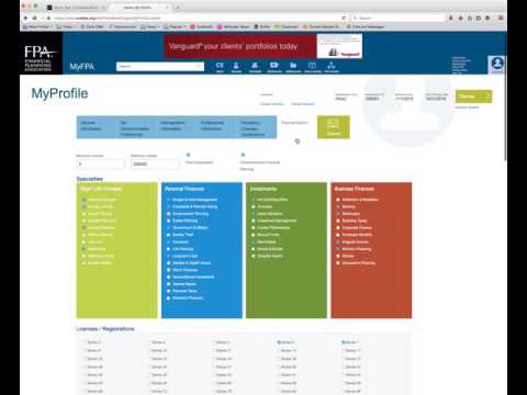 FPA PlannerSearch® Update Your Profile Overview