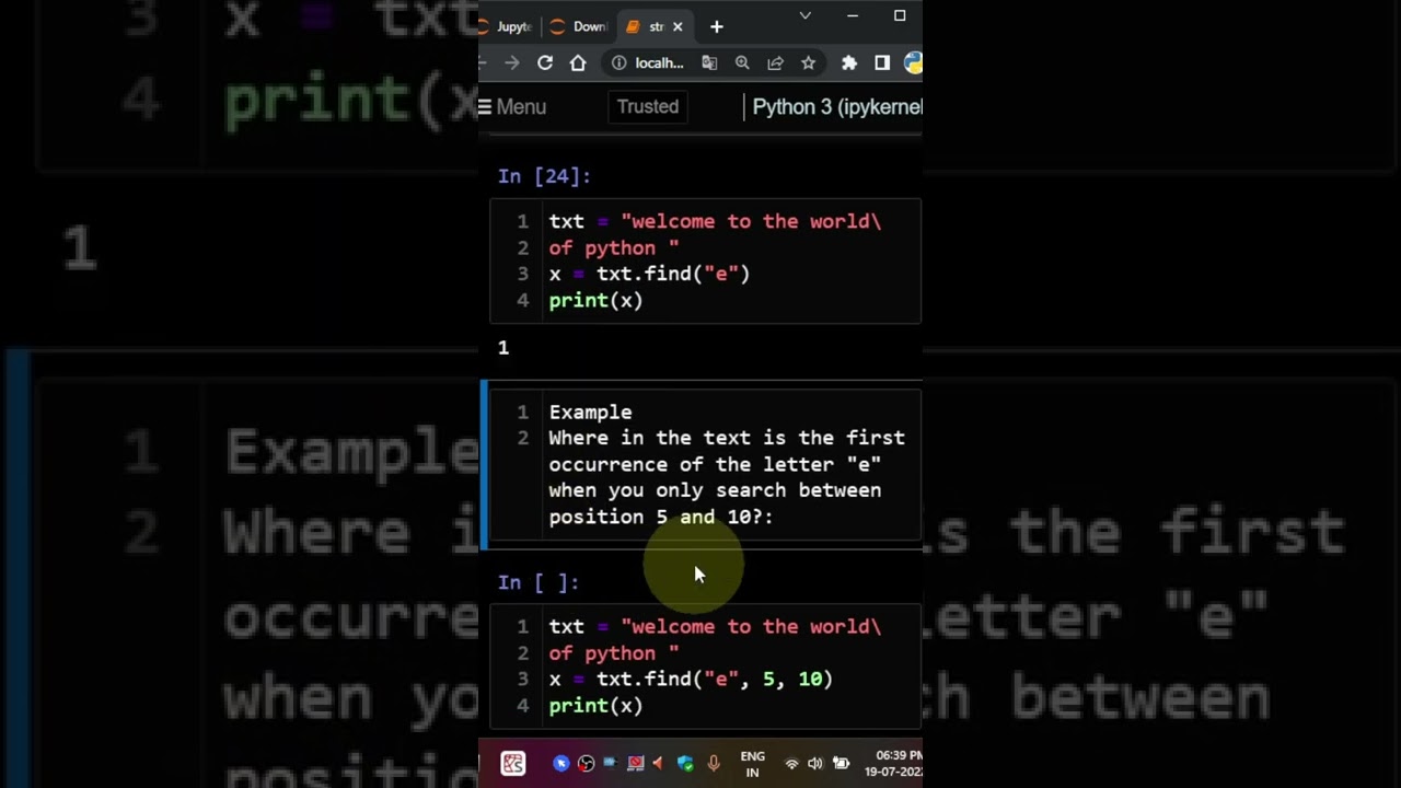 find and index string method in python tamil #python #shorts