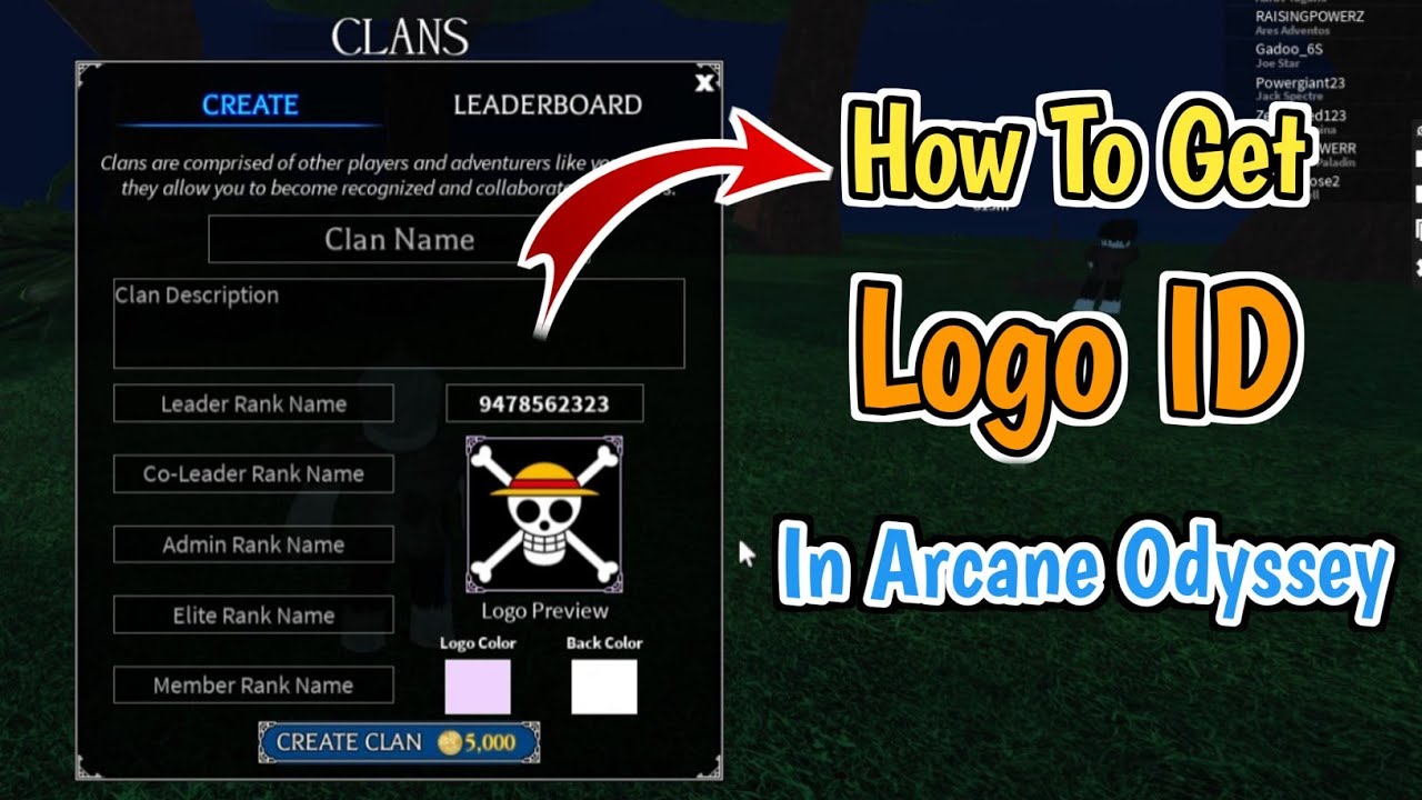 How To Get Logo ID In Arcane Odyssey Roblox | How To Change Arcane Clan Logo ID