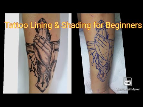 Praying Hands with Cross design (Real Time + Time lapse) 1st Tattoo Vlog.