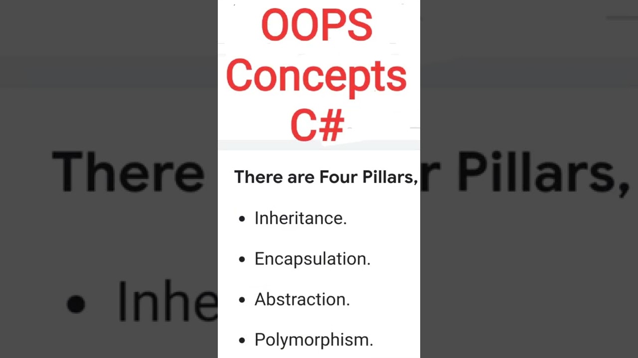 OOPS Concepts in C#
