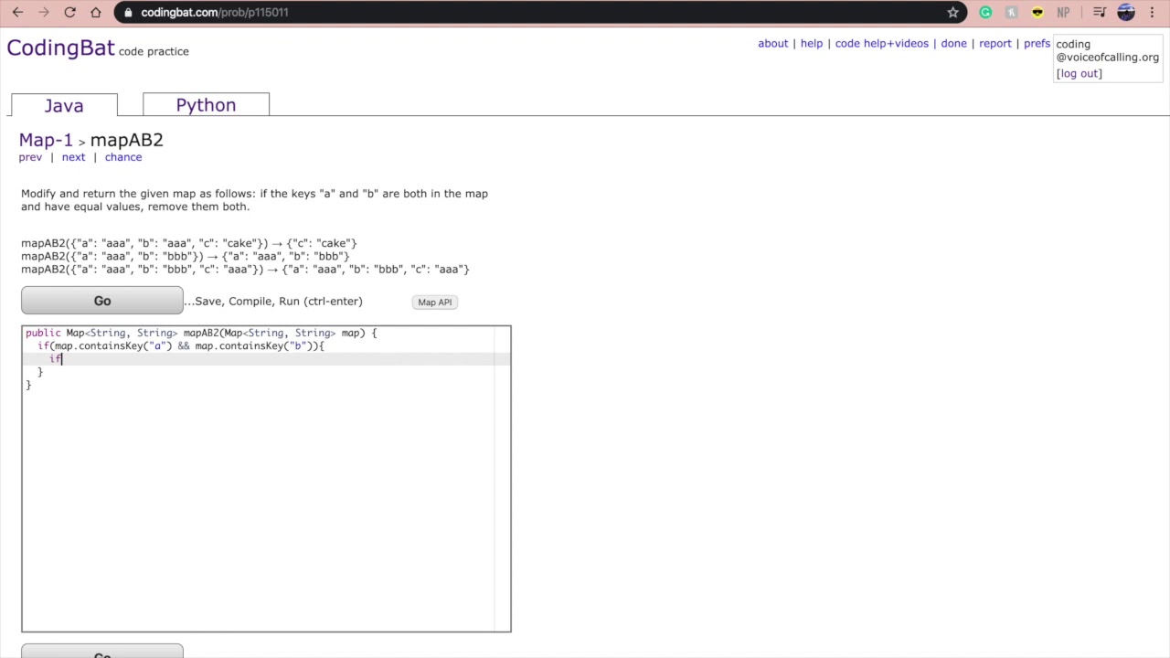 Map-1 (mapAB2) Java Tutorial || Codingbat.com