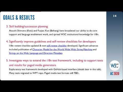 W3C Internationalization Update - April 2020, Richard Ishida