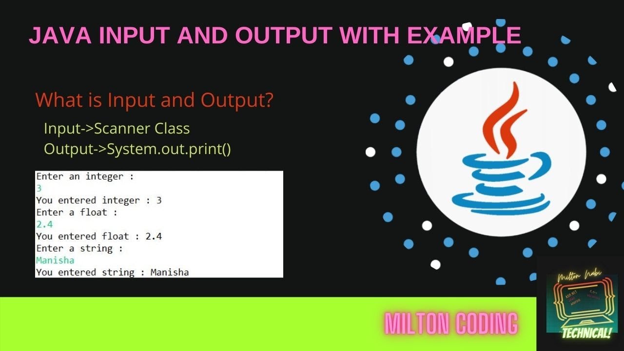 Getting User Input in Java (using Scanner class) || Input & Output in Java hindi || Milton Coding