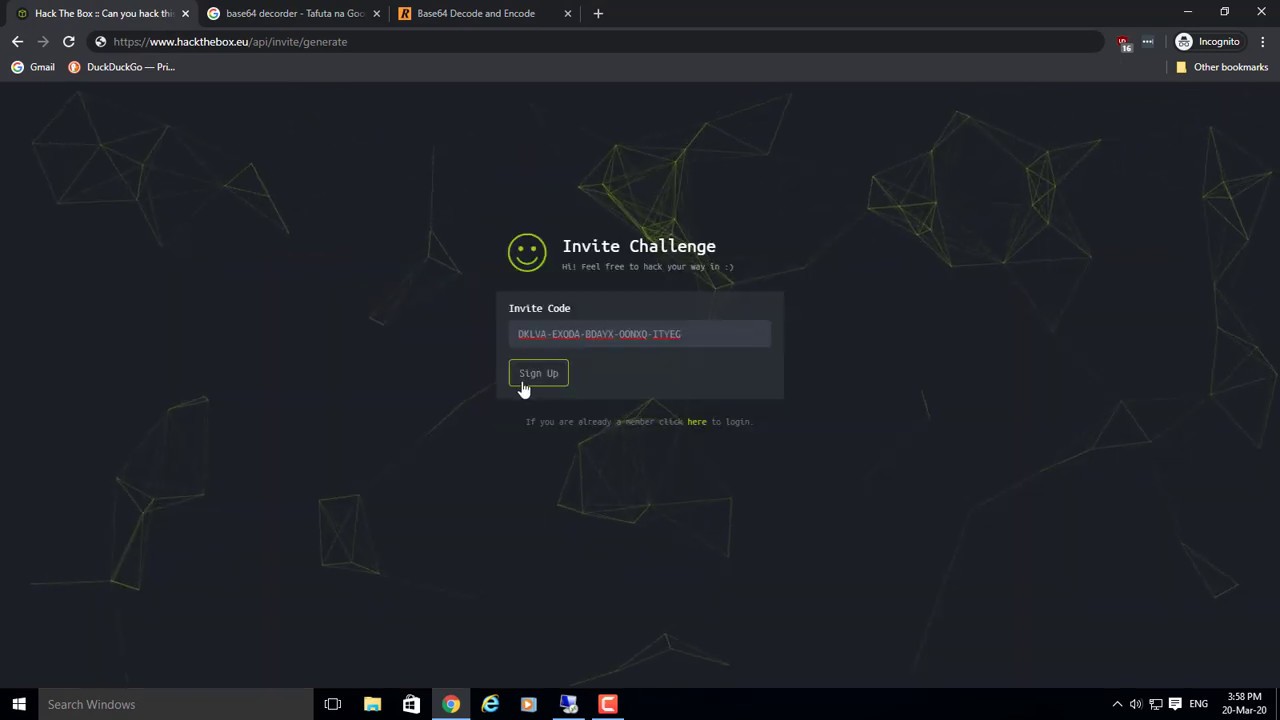 HackTheBox - Get an Invite Code.