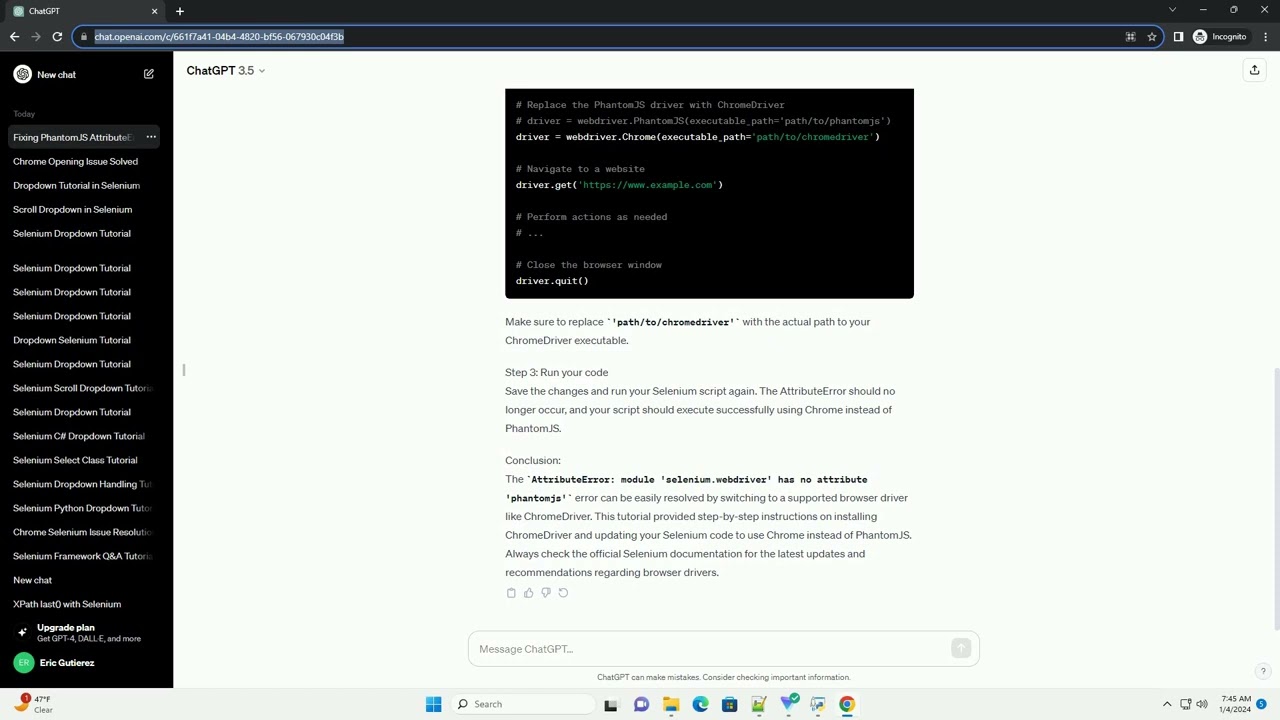 python attributeerror module selenium webdriver has no attribute phantomjs