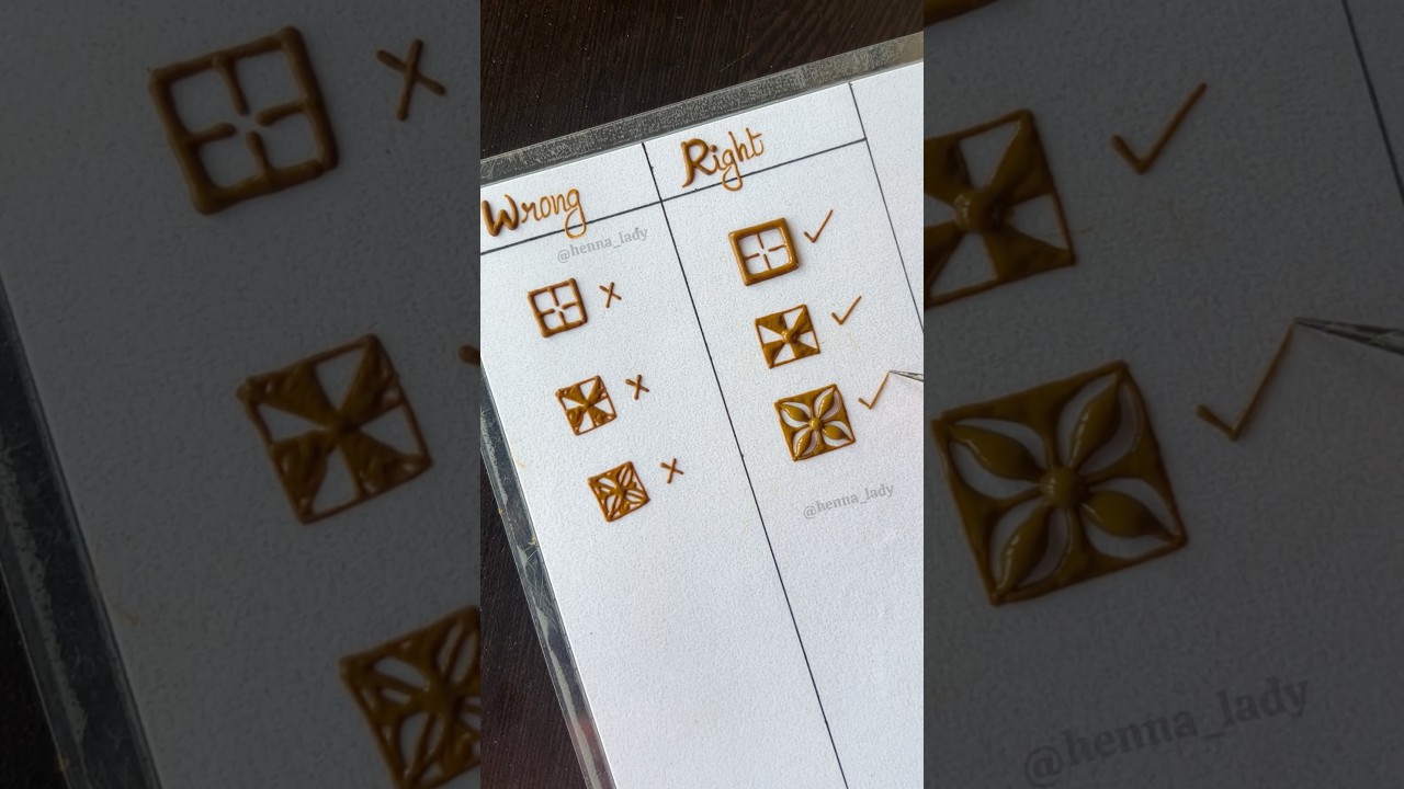 Wrong ❌ vs Right ✅ Grid Mehndi || don’t and do grid Mehndi art #leafart #gridmehndi #hack #shorts