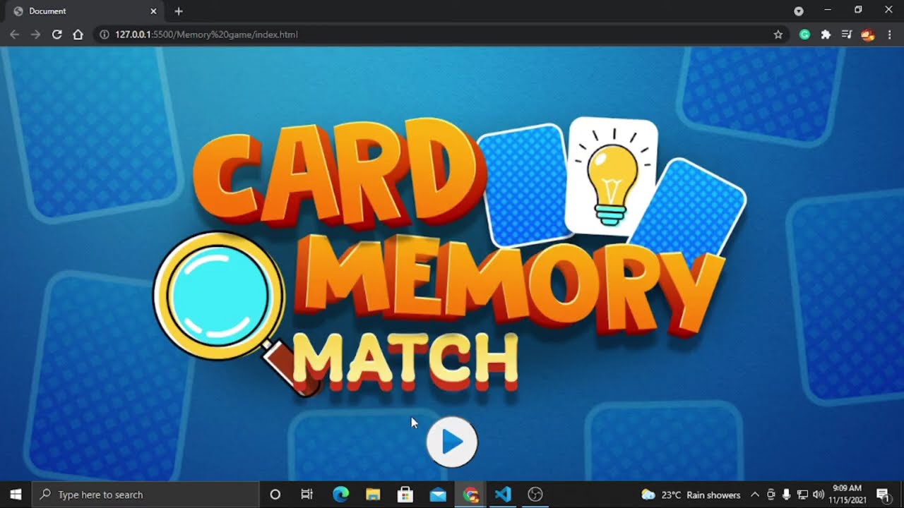 Card Matching Memory Game | HTML CSS JavaScript Mini Project