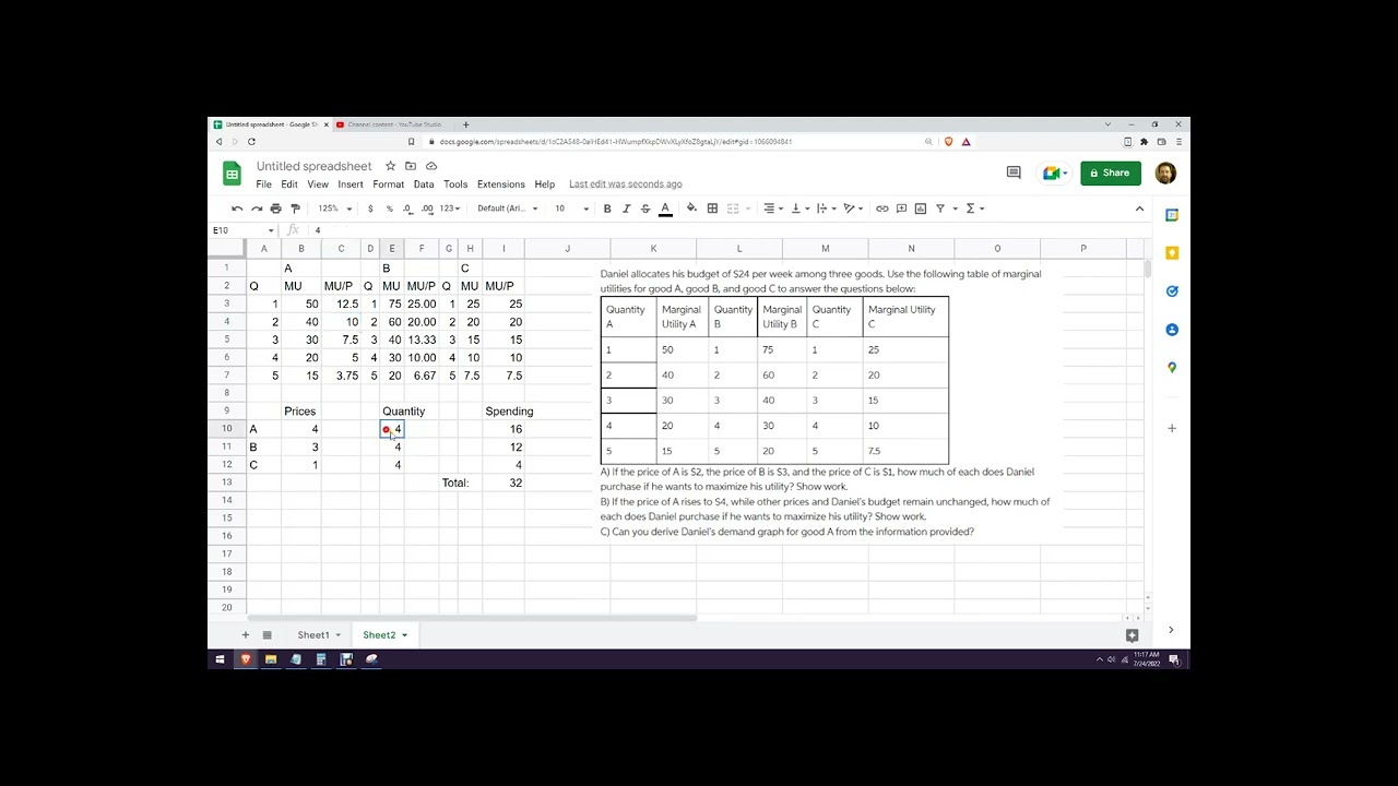 How to find utility maximizing quantity with 3 goods instead of 2