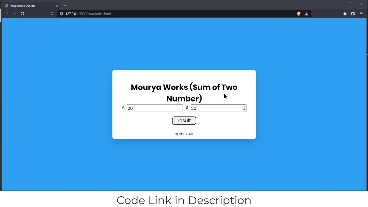 Sum of Two number | Javascript Dom Exercise 1