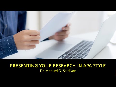Presenting your psychology research in APA style [] Dr. Manuel G. Saldivar