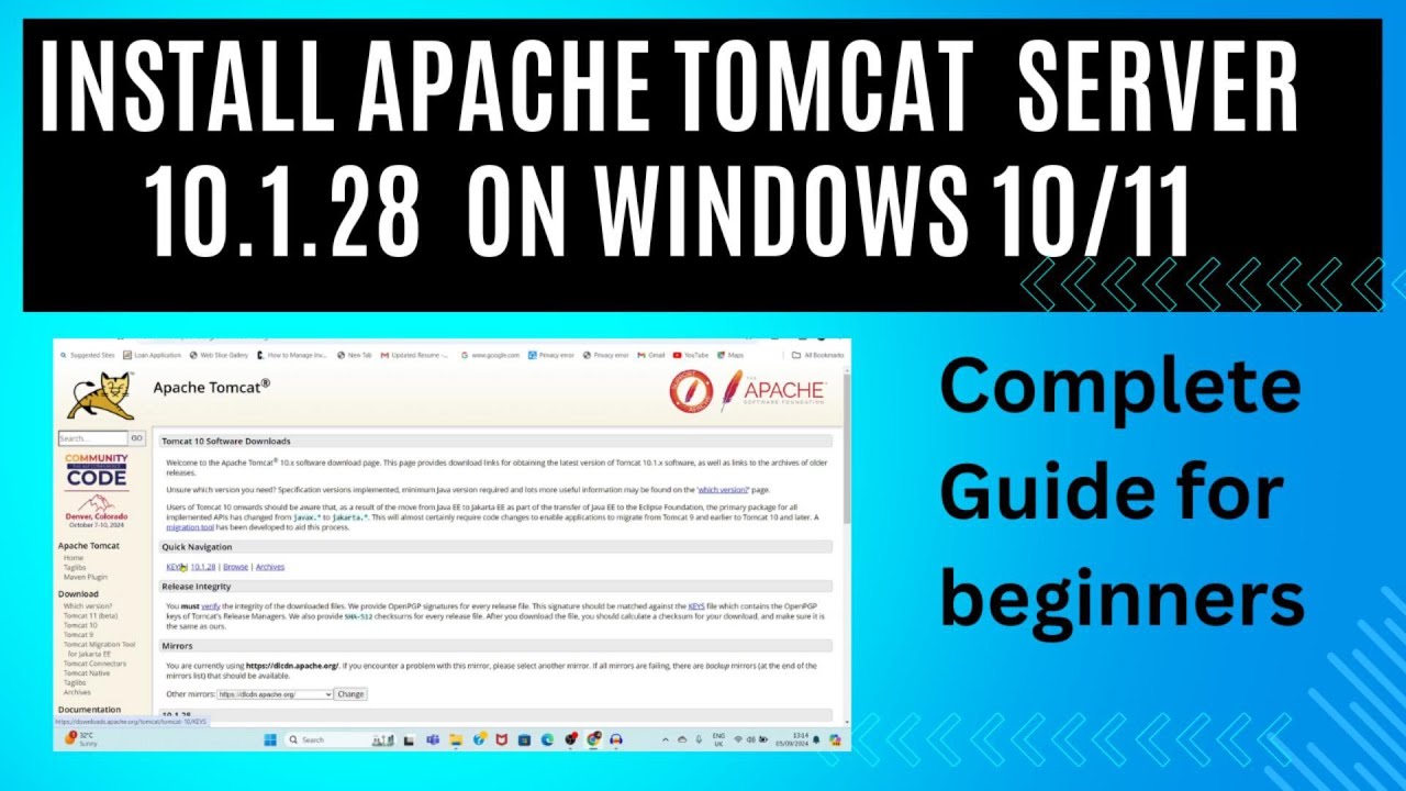 Your Complete Guide: Installing Apache Tomcat Server 10.1.28 on Windows 10/11|| Apache Tomcat Server