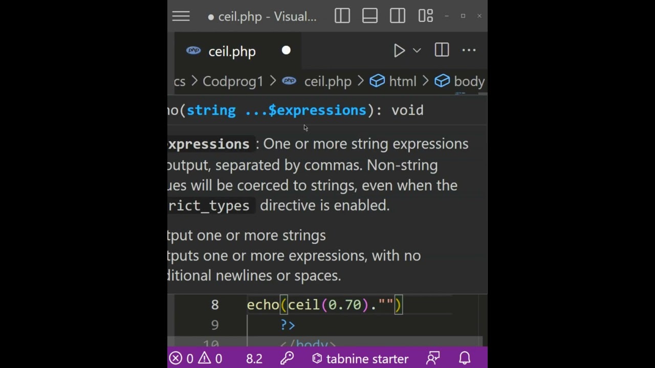 Math : Ceil() Function | PHP  #shorts #php #coding