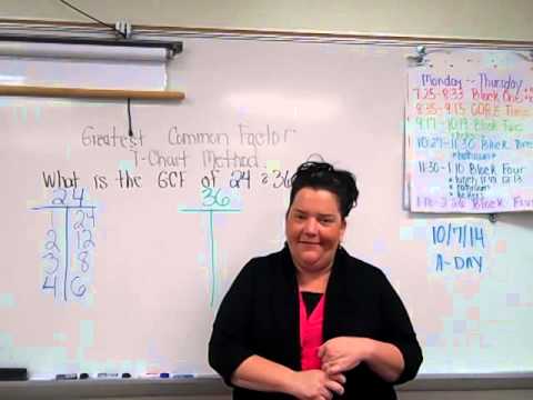 T chart method for Greatest Common Factor