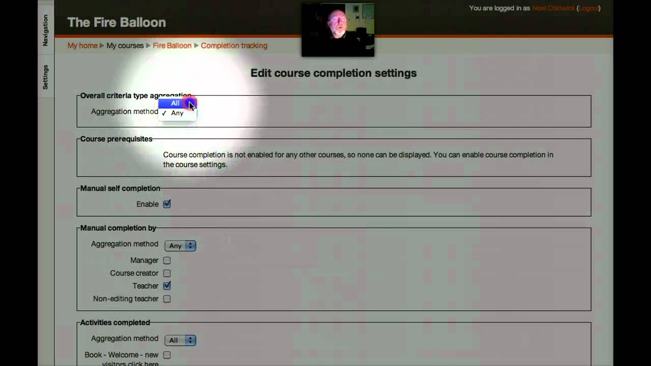 Course Completion - The Settings