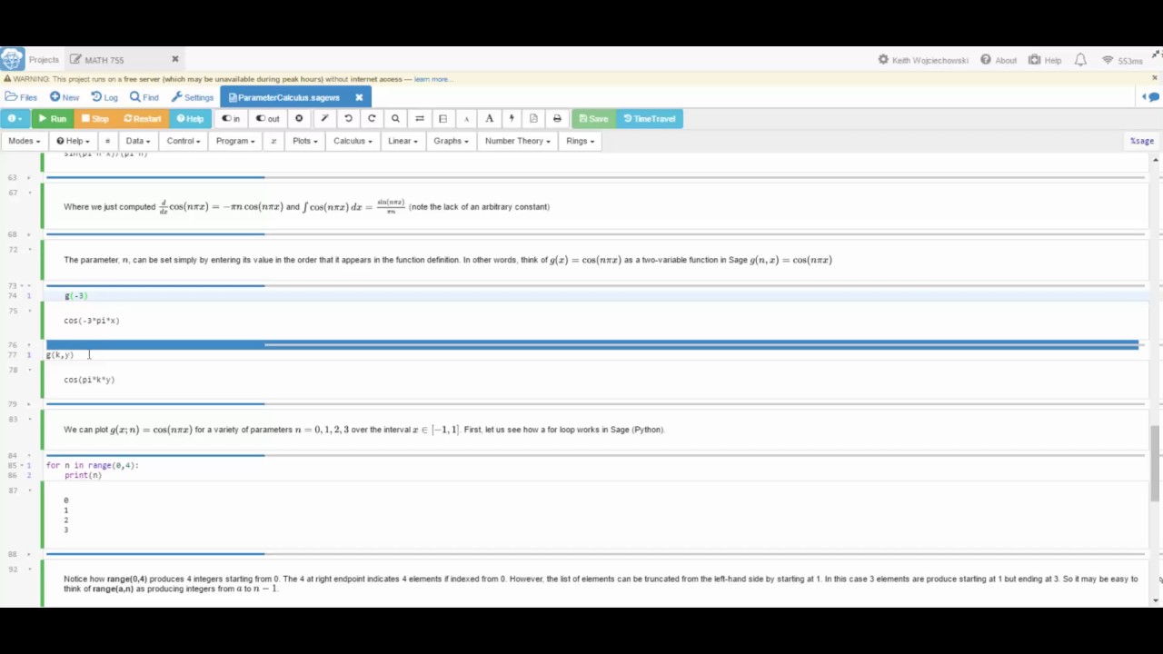 Basic Calculus with Parameters Using Sage