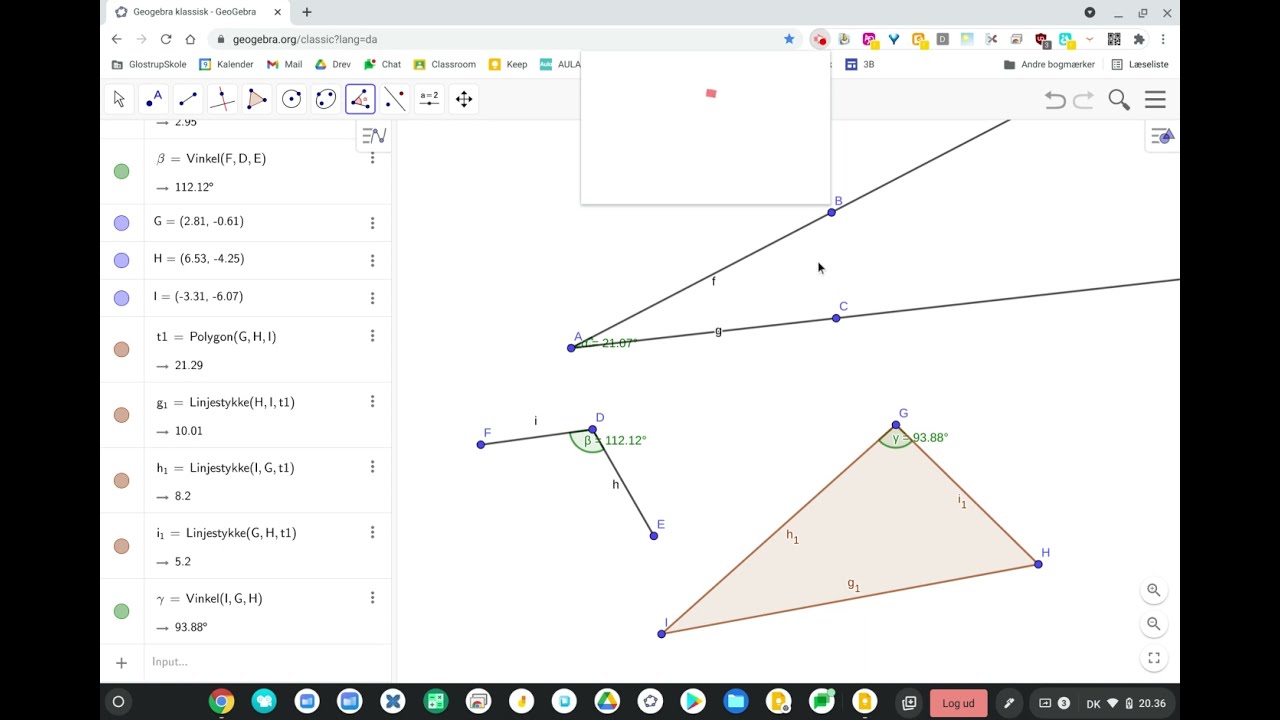 Måle vinkler i Geogebra