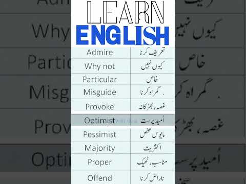 Learn English words with Urdu meanings #particular #provoke #pessimist #optimist #opened #misguide