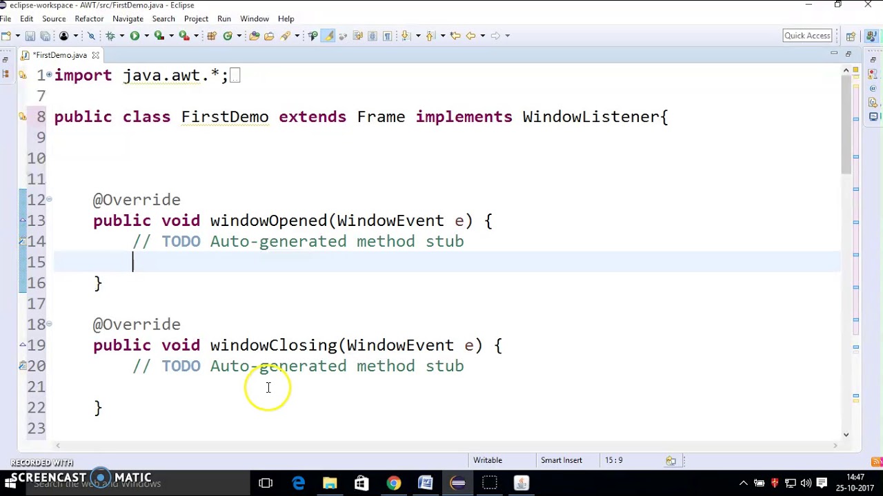 10  Java AWT program to close Frame using Window Listener