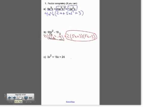 Section 9.8: Factor Polynomials Completely