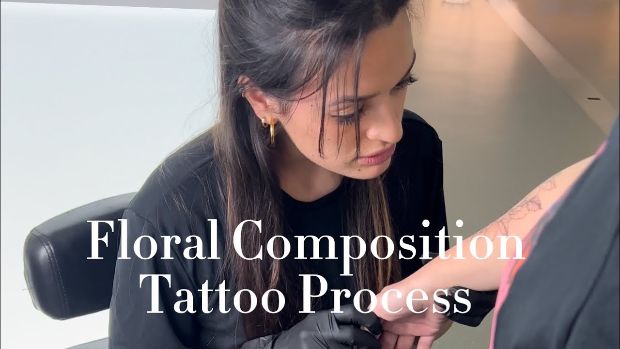 Flower tattoo composition with Peonies